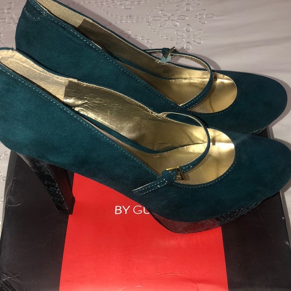 G by Guess | Shoes | Guess Platform Teal Microsuede With Snakeskin ...